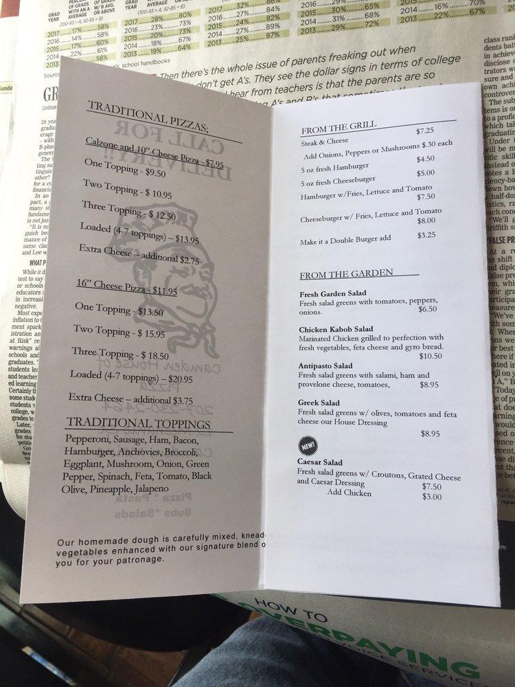 Menu at Camden House of Pizza pizzeria, Camden