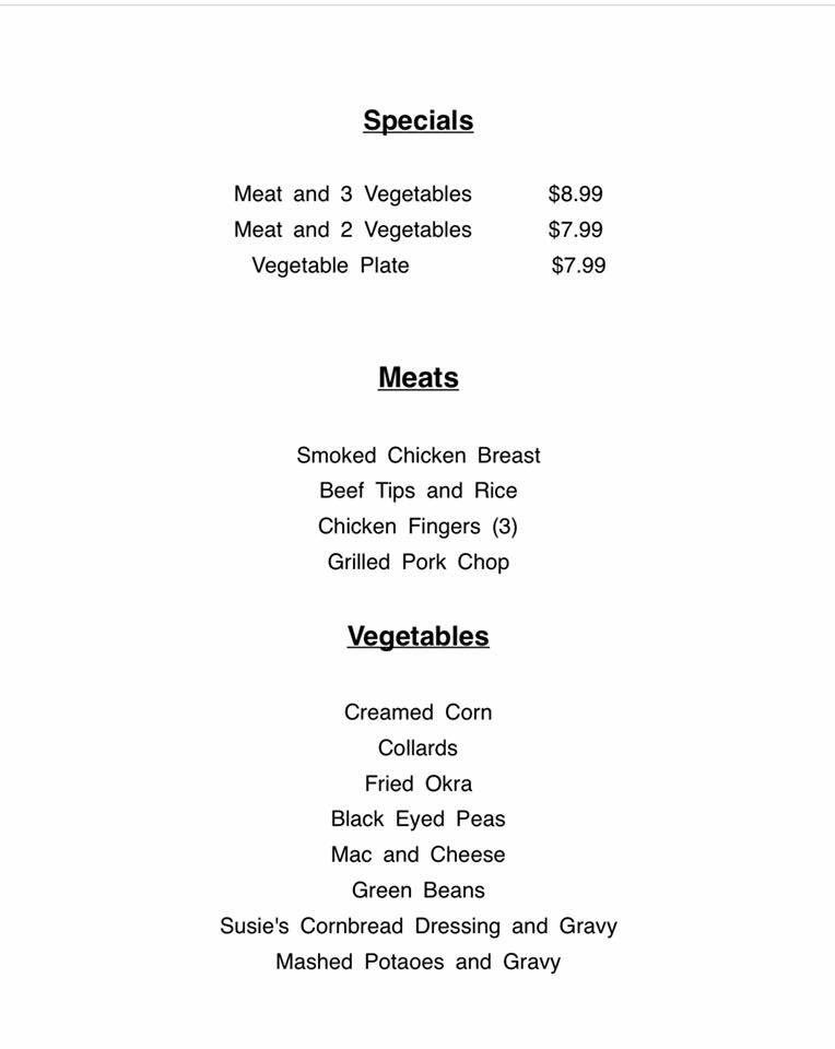 Menu at Green Top Cafe Jasper, Jasper, 535 AL-195