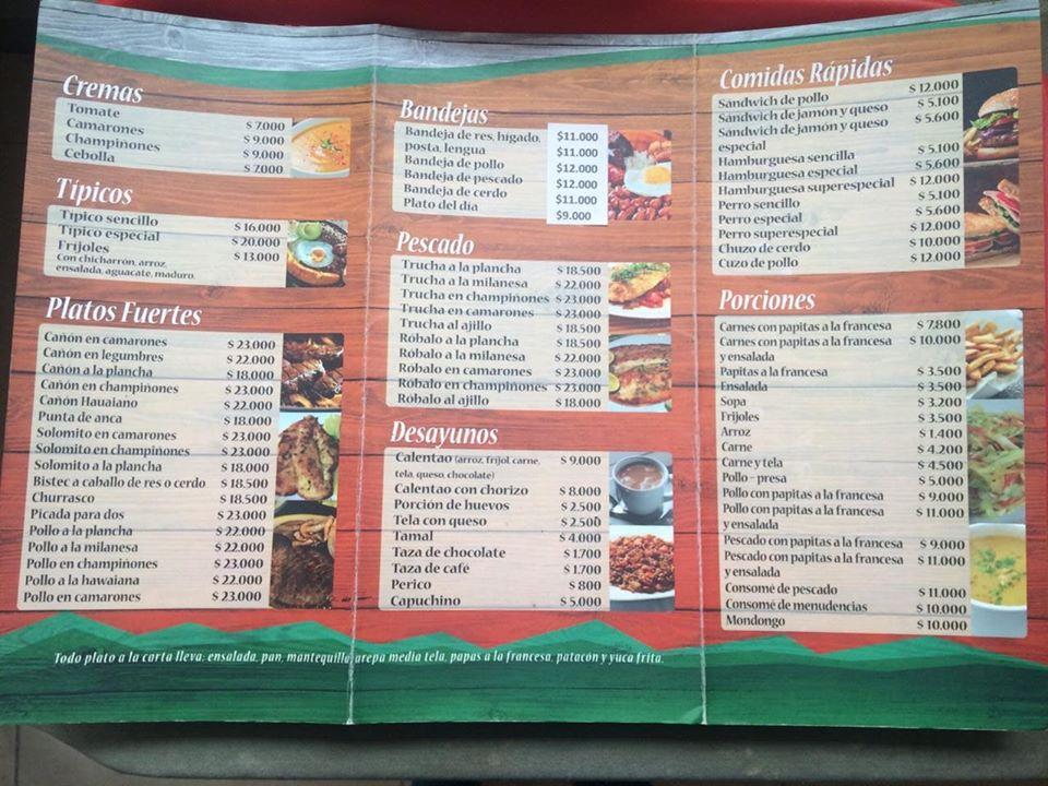 Menu at Hamburguesería y Restaurante "El Paisa", Rionegro