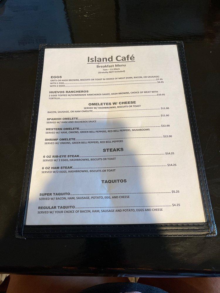 Menu at Island Cafe, Port Aransas