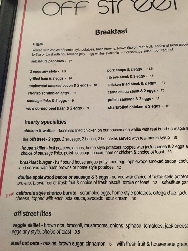 Menu at Off Street Cafe, Cerritos