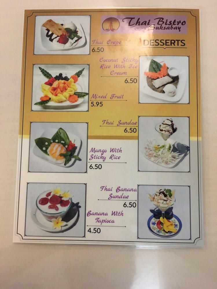 Menu at Thai Bistro Suksabay restaurant, Aiea