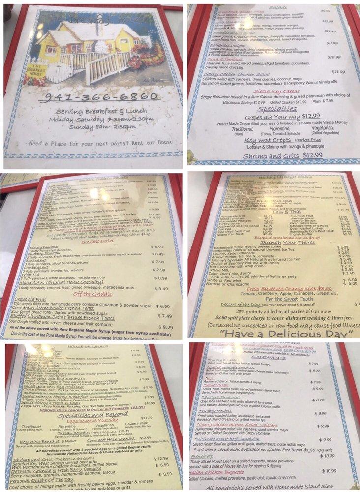 Menu at The Breakfast House restaurant, Sarasota