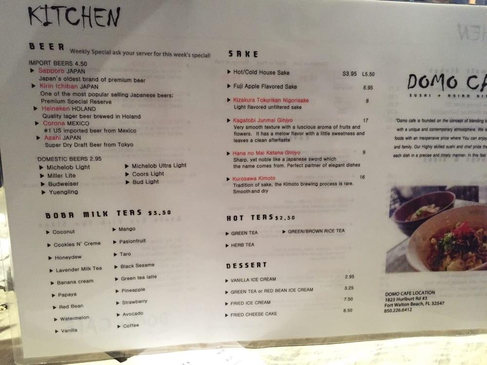Menu at Domo Café restaurant, Fort Walton Beach, Hurlburt Rd