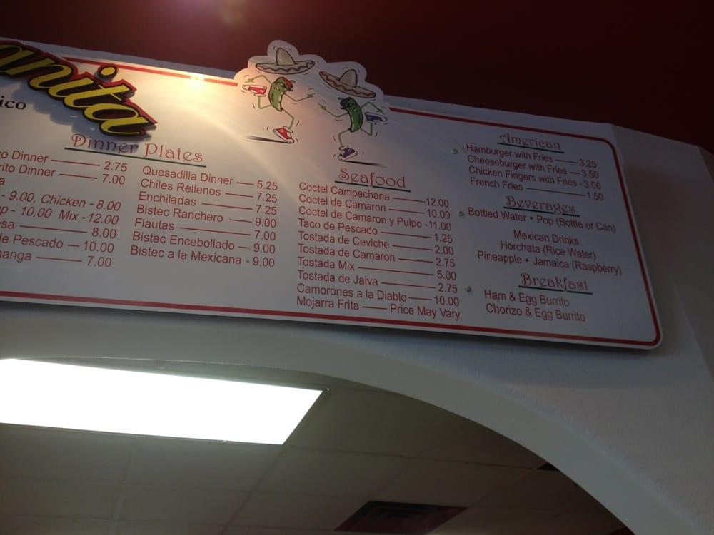 Menu at La Juanita restaurant, Sioux City, Pierce St