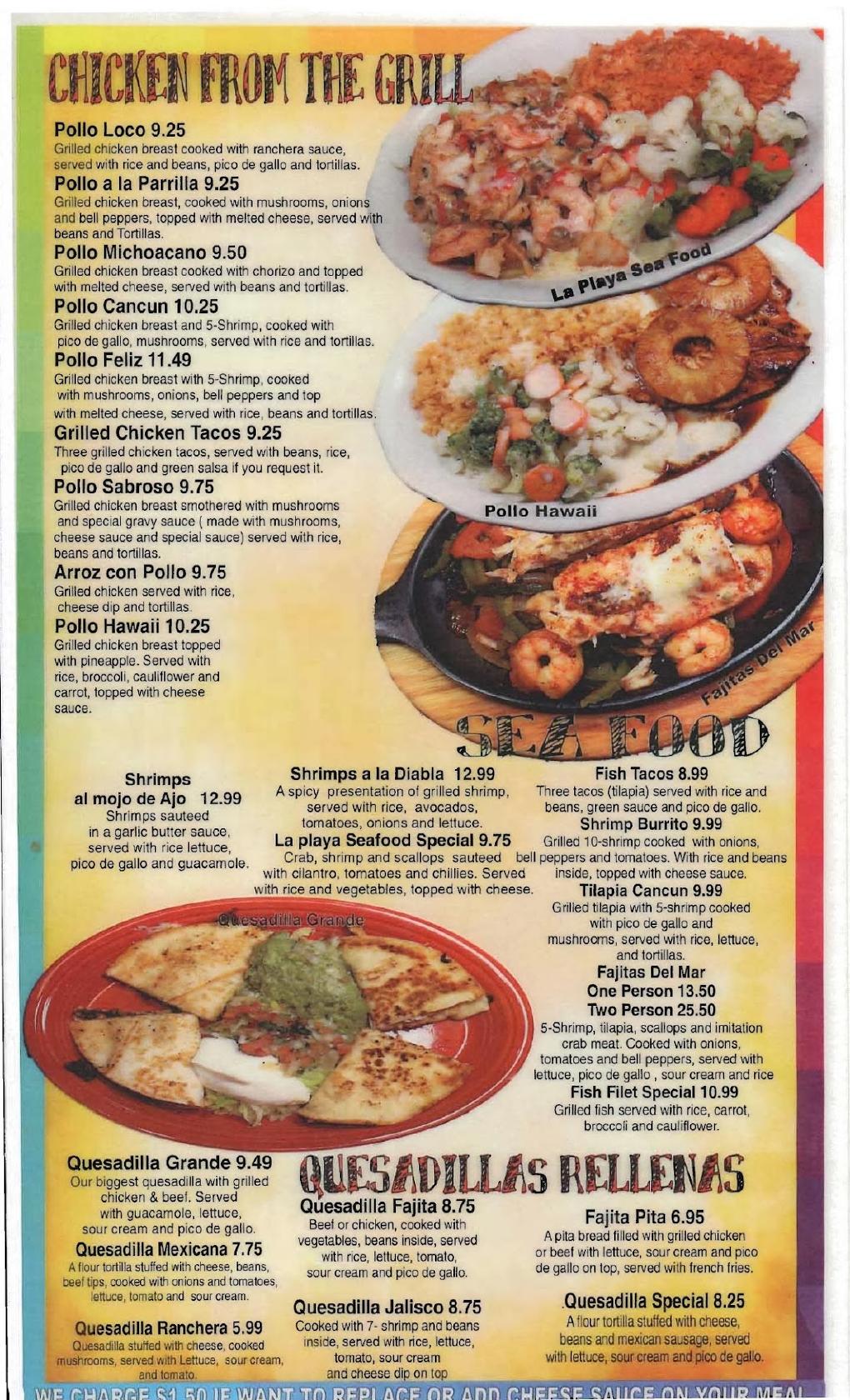 Menu at Las Flores restaurant, Rockwell City