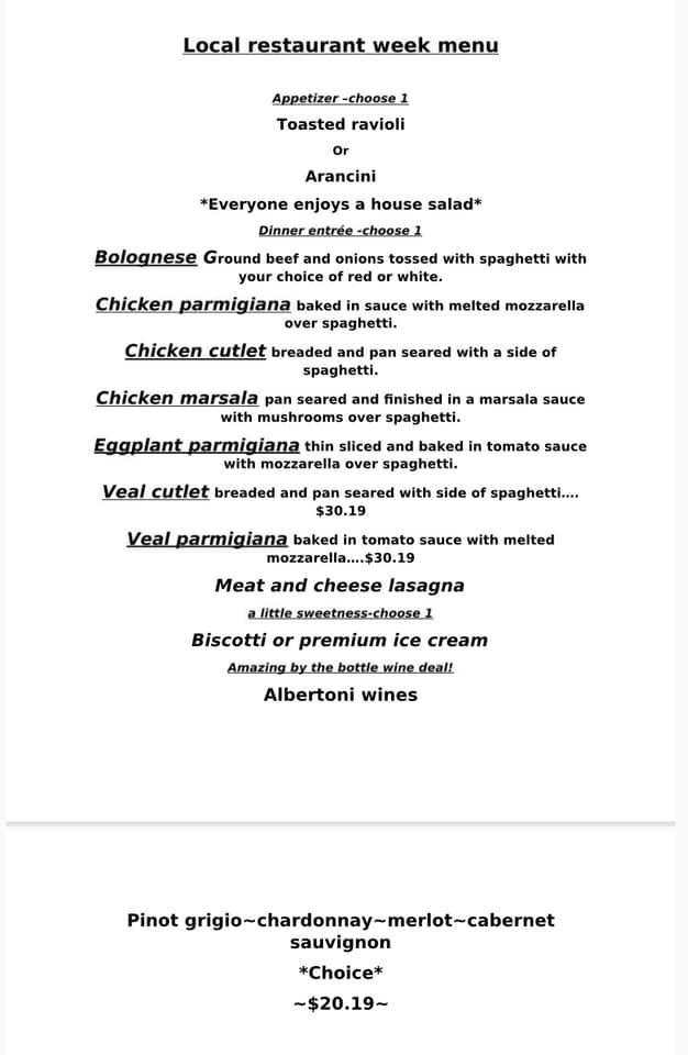 Menu at Marco's Italian Restaurant, Buffalo