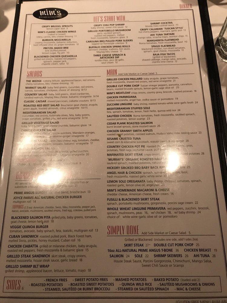 Menu at Mim's Restaurant, Roslyn Heights