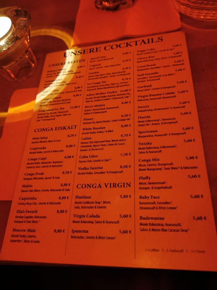 Speisekarte von Cocktailbar La Conga, Zinnowitz
