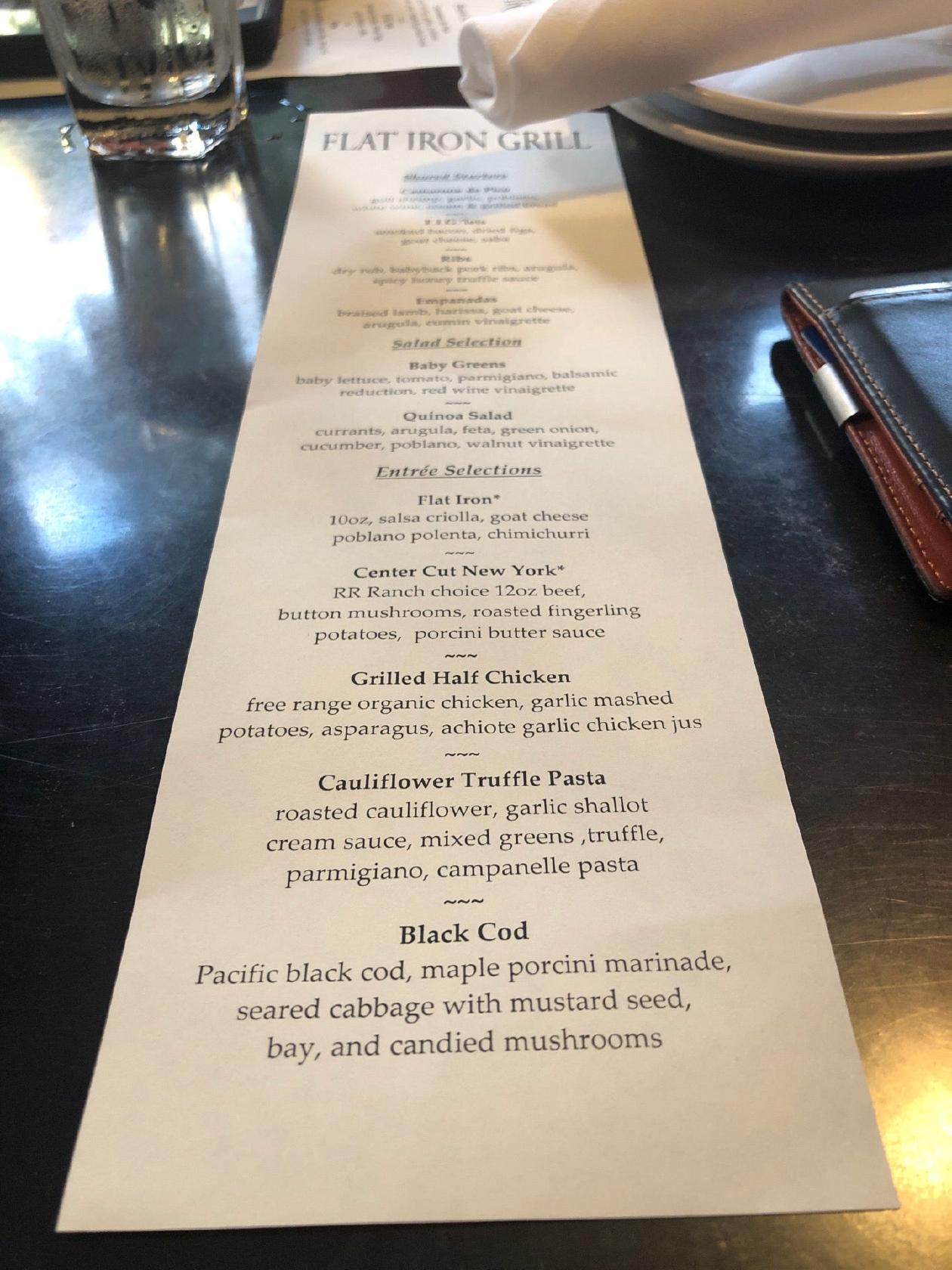 Menu at Flat Iron Grill pub & bar, Issaquah