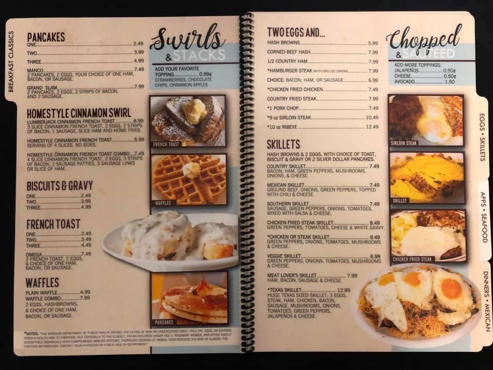 Menu at Joplin Café cafe, Joplin