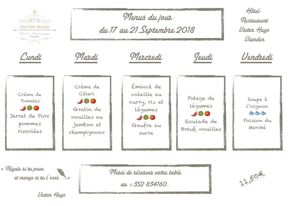Menu at Hôtel-Restaurant Victor Hugo, Veianen
