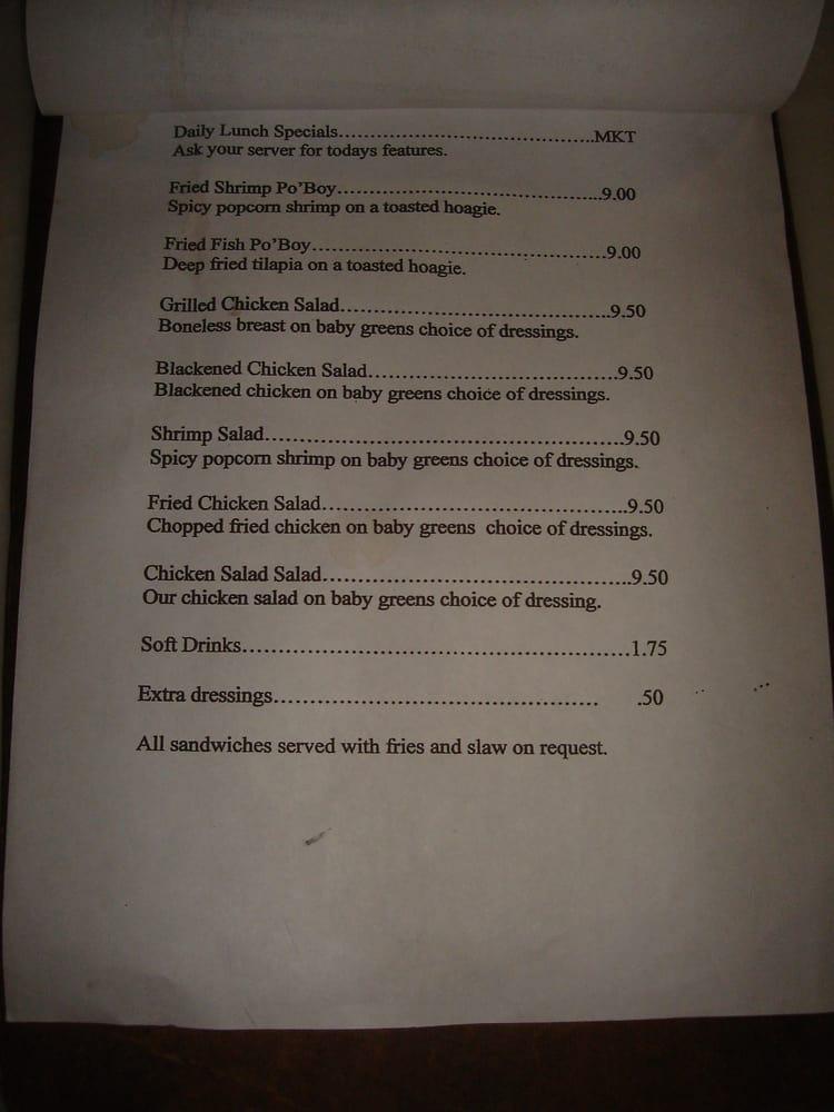 Menu at THE CART BARN GRILL, LaGrange, 625 Jefferson St