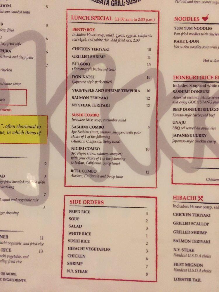 Menu at Yellowtail Robata Grill & Sushi restaurant, Clarksville