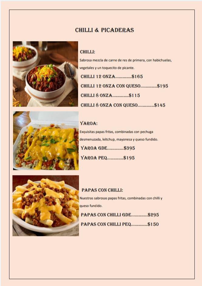 Menu at Banca la primera, Santo Domingo