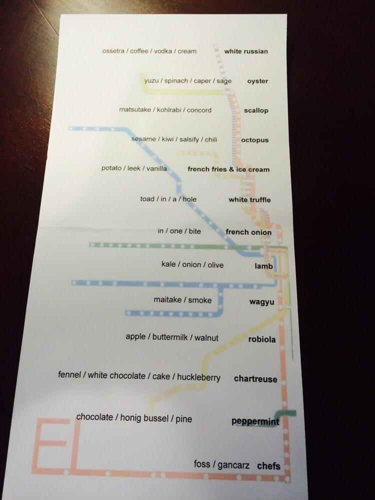 Menu at EL ideas restaurant, Chicago