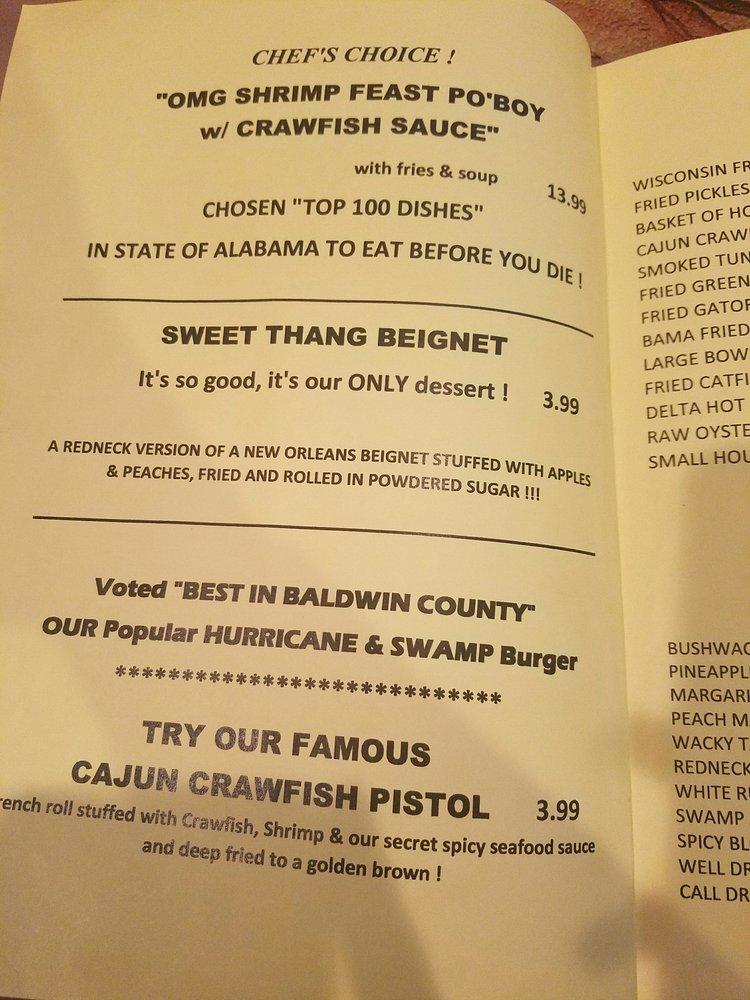 Menu at Fish River Grill restaurant, Gulf Shores