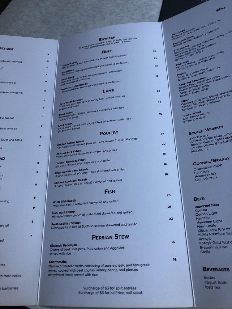 Menu at Raffi's Place restaurant, Glendale