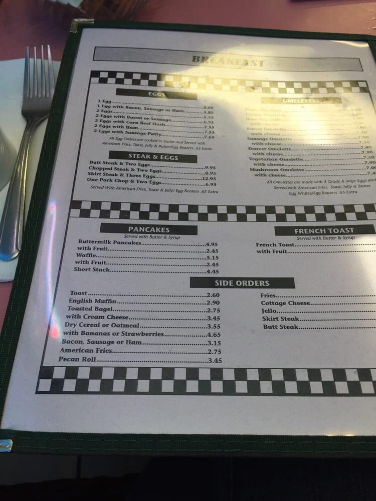 Menu at Uncle Bill's Diner restaurant, Roselle