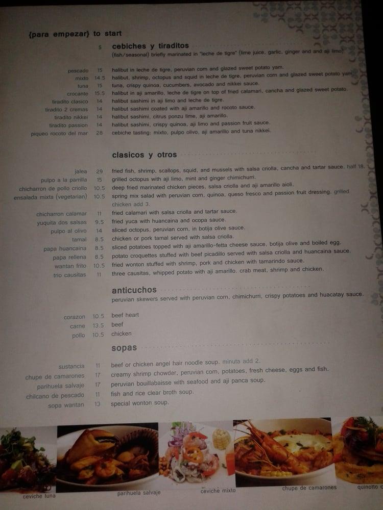 Menu at El Rocoto restaurant, Gardena, Artesia Blvd