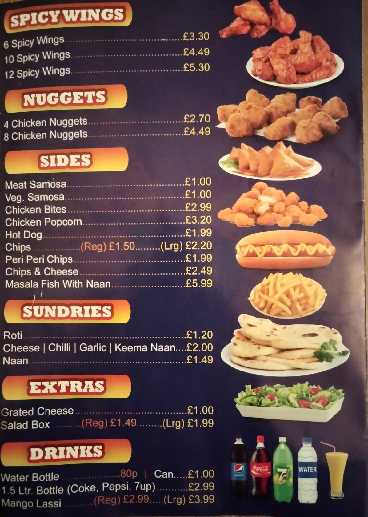 Menu at Flaming Crispy Chicken restaurant, Buckingham