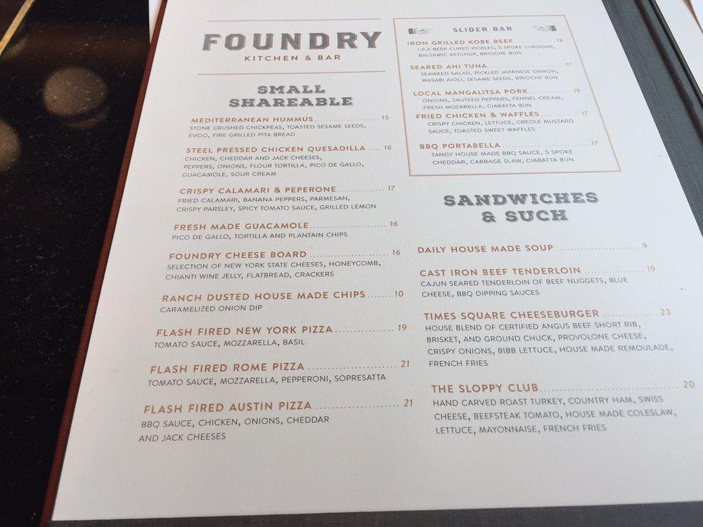 Menu at Foundry Kitchen pub & bar, West New York, 270 W 43rd St