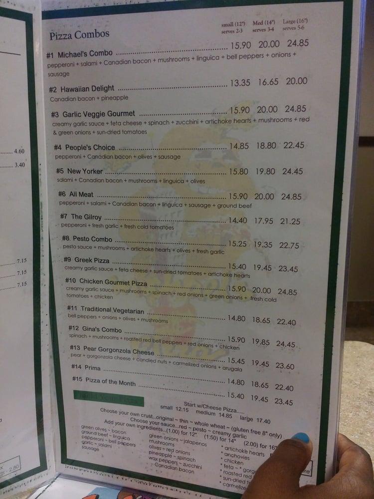 Menu at Michael's New York Style Pizza pizzeria, Stockton