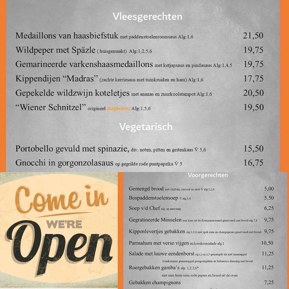 Menu at Restaurant De Loet, Lekkerkerk