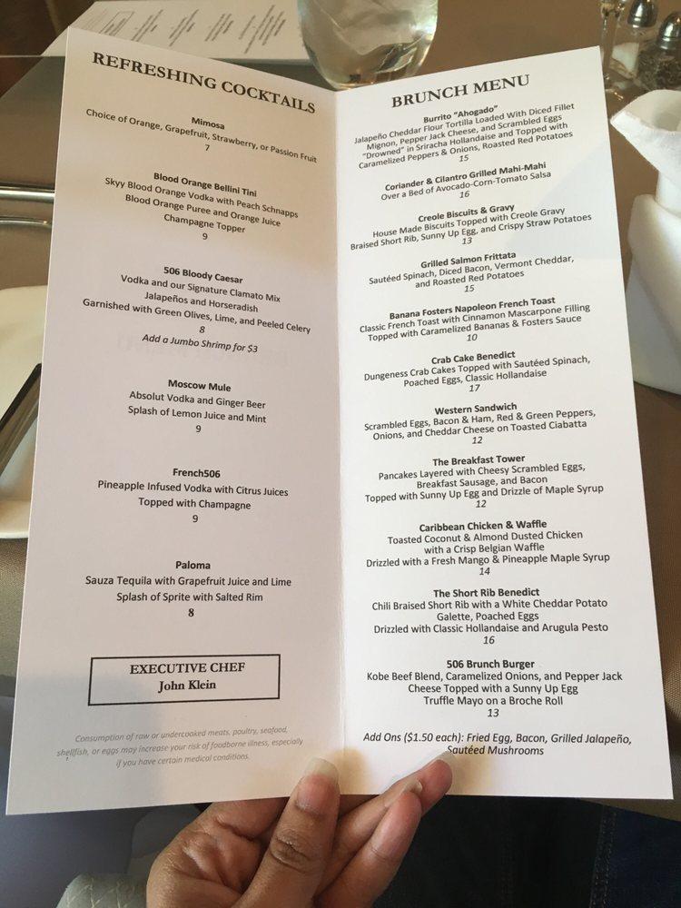 Menu at Restaurant506, Arlington
