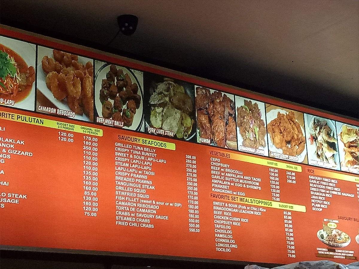 Menu at Savoury 2 restaurant, Zamboanga