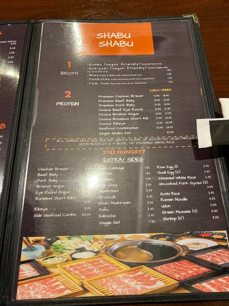 Menu at TABE-MONO Sushi & Shabu restaurant, Phoenix
