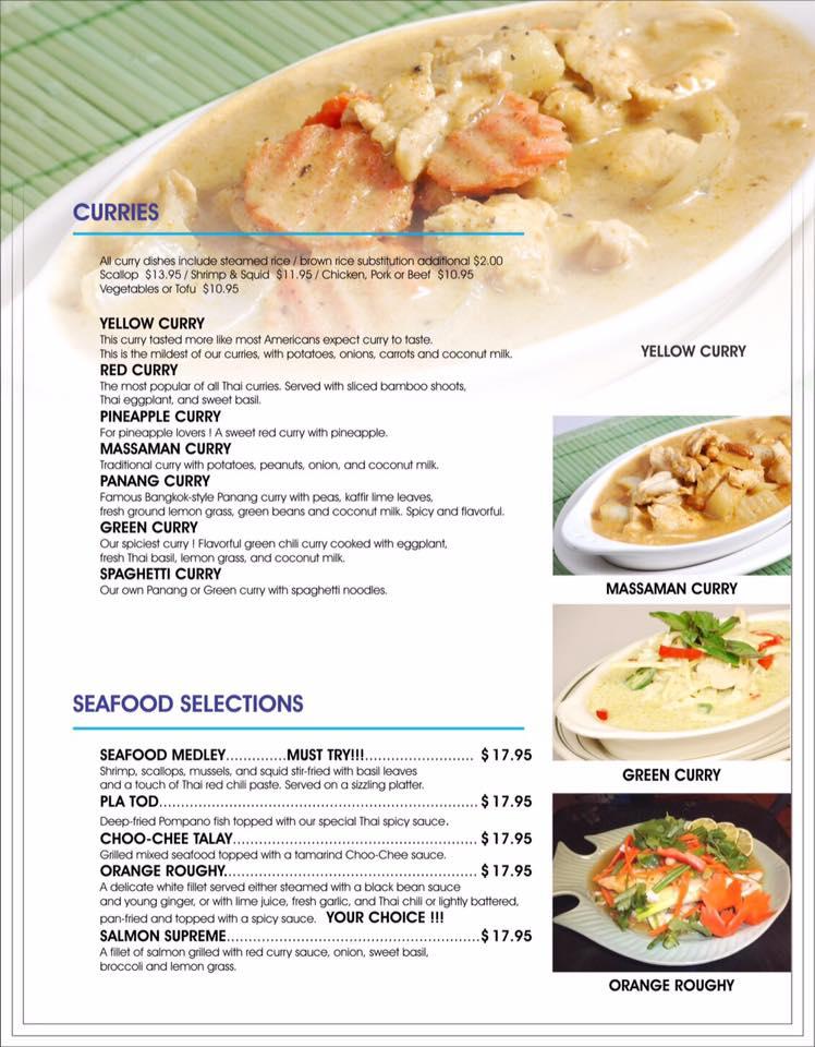 Menu at Thai Paradise Restaurant, San Clemente