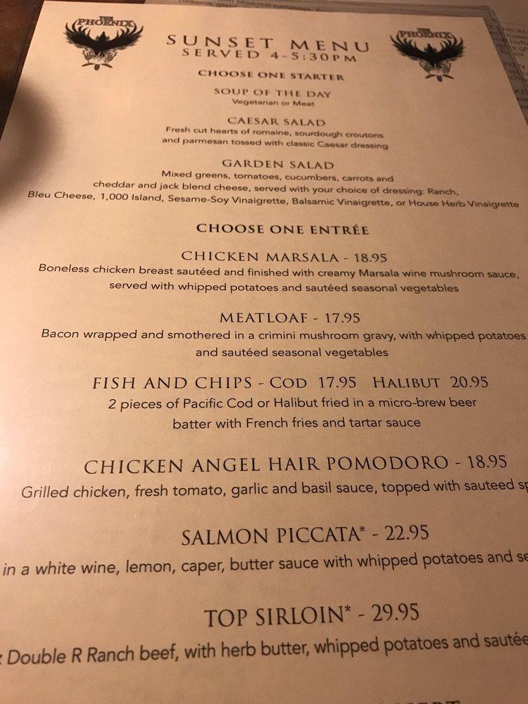 Menu at The Phoenix Restaurant, Bend