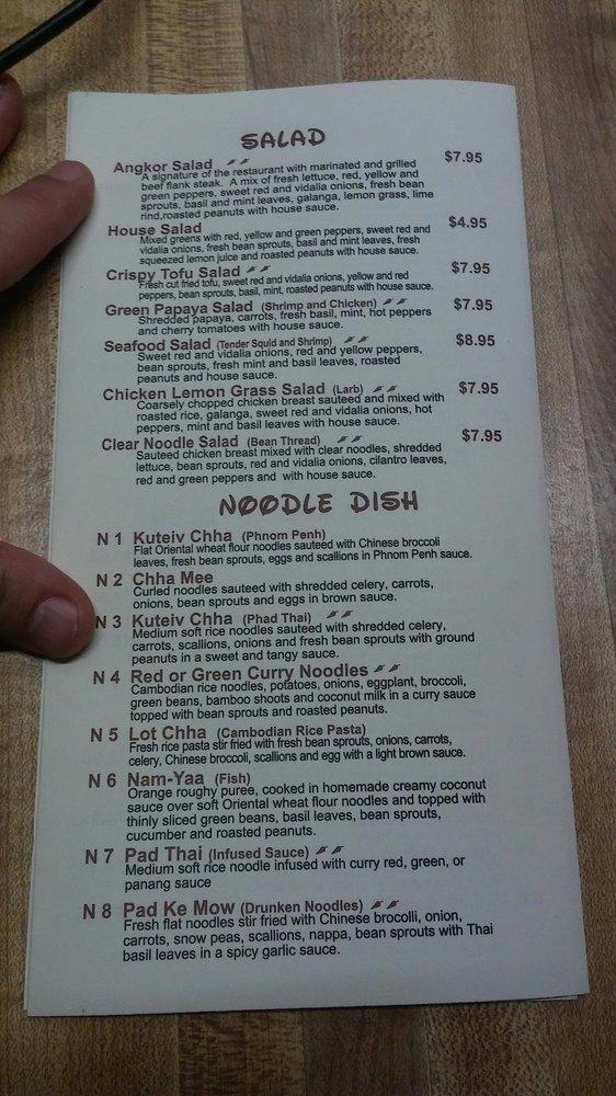 Menu at Angkor - Cambodian Thai Cuisine restaurant, Pittsburgh