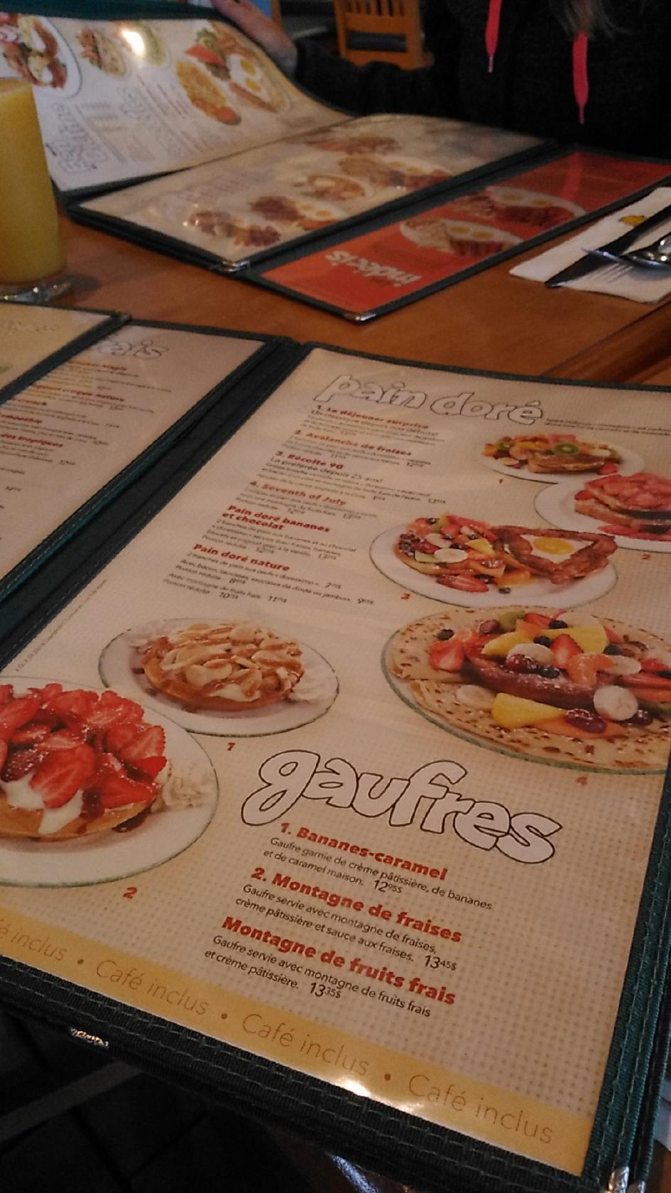 Menu at Cora déjeuners et dîners restaurant, Joliette