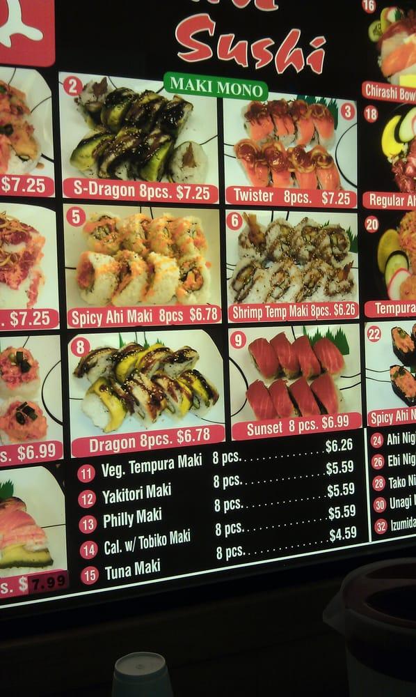 Menu at Honu Sushi restaurant, Honolulu