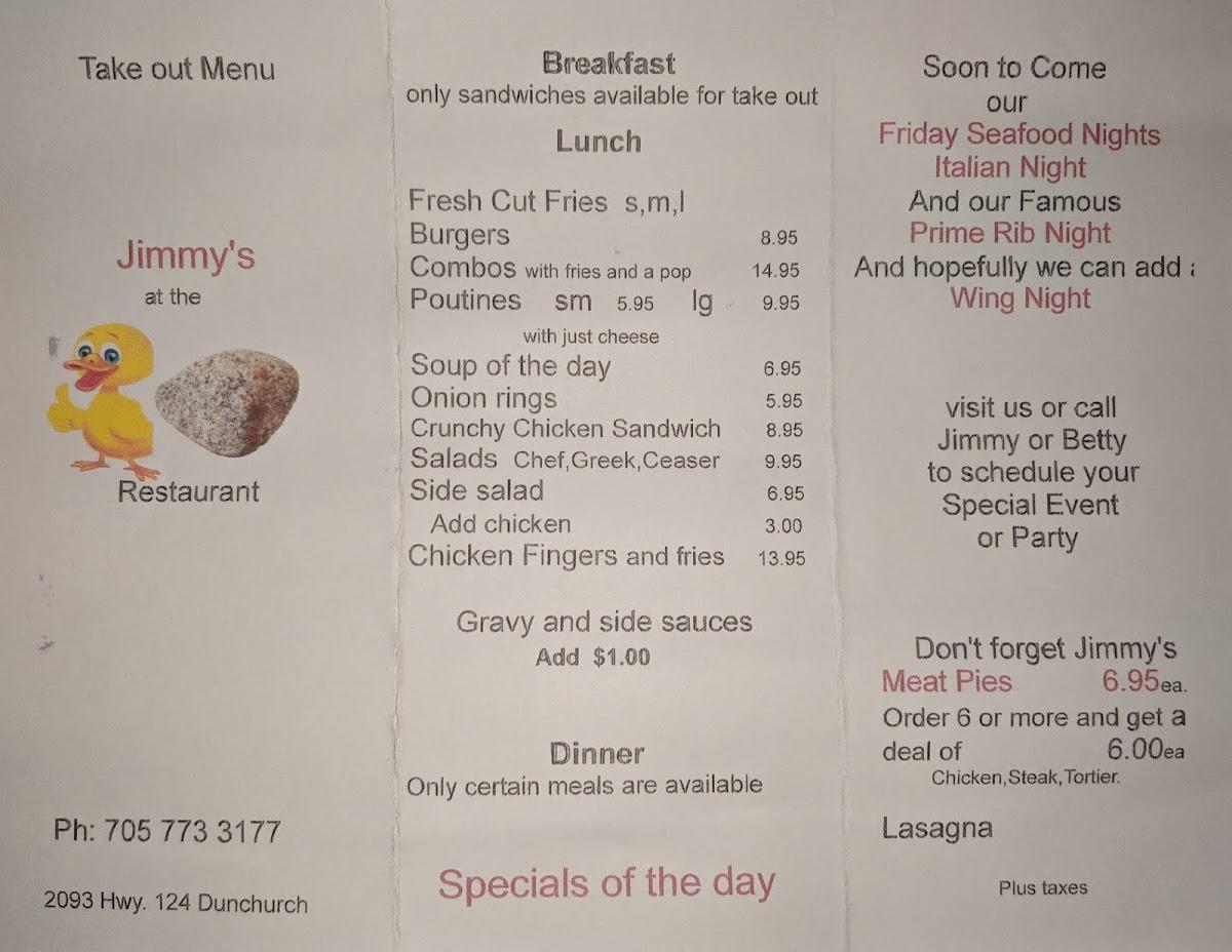 Menu at The Duck Rock Restaurant, Dunchurch