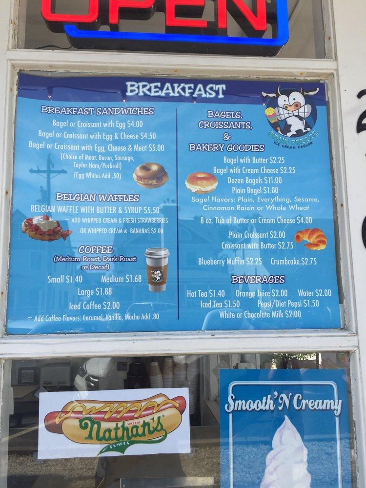 Menu at Brain Freeze Ice Cream Parlor restaurant, Beach Haven