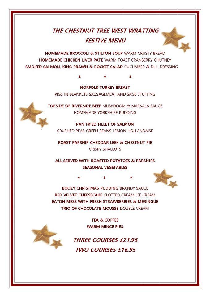 Menu at Chestnut Tree pub & bar, Balsham