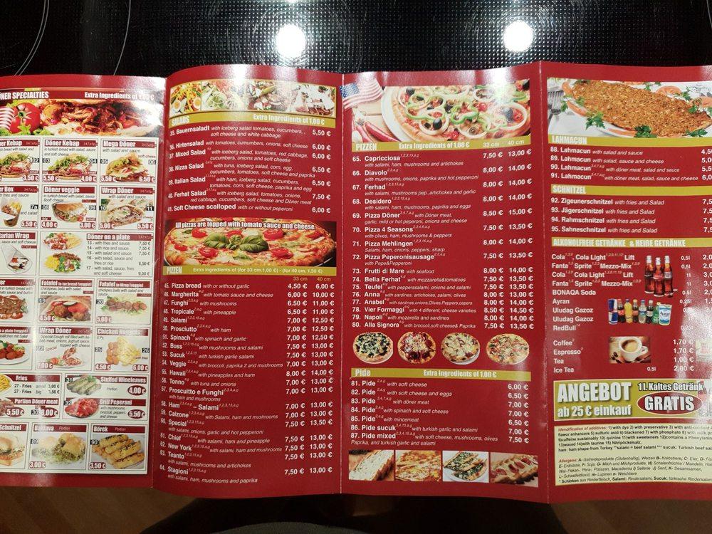 Speisekarte von Ferhat Döner, Kebab & Pizza Haus, Mehlingen