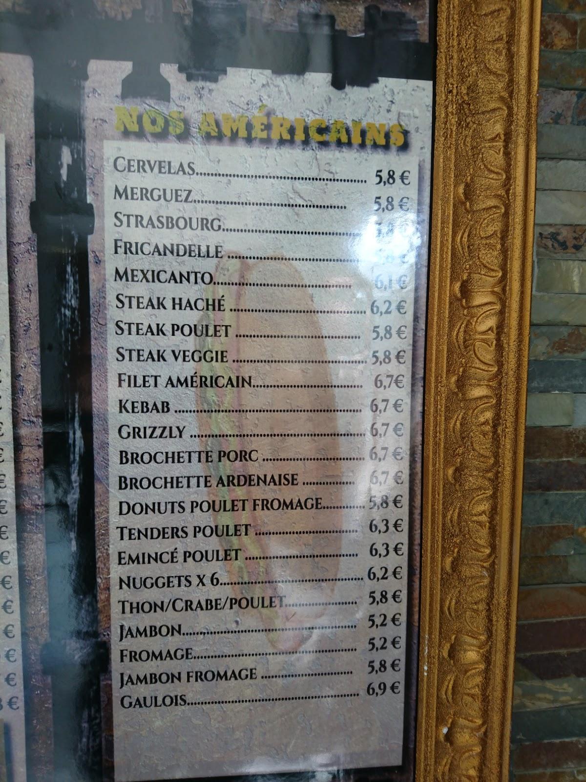 Menu au L'ATELIER DE LA FRITE fast food, Gravelines