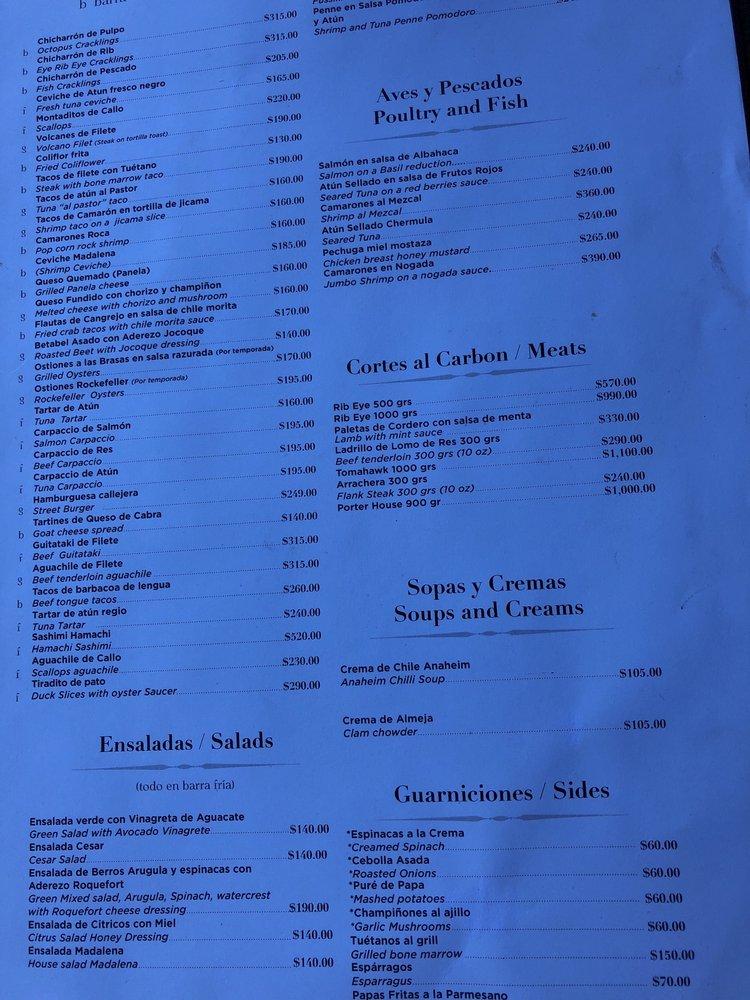 Carta de parrilla La Madalena, Puerto Vallarta, Av. Francisco Medina ...