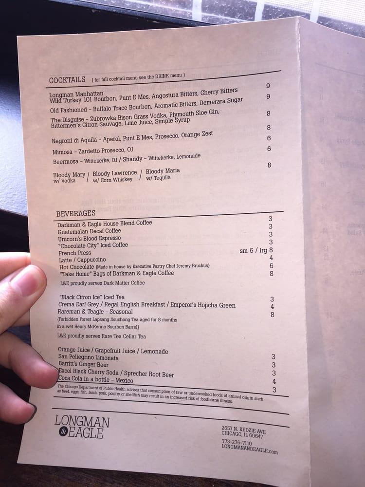 Menu at Longman & Eagle pub & bar, Chicago