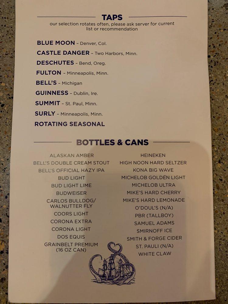 Menu at Lure Lakebar, Alexandria