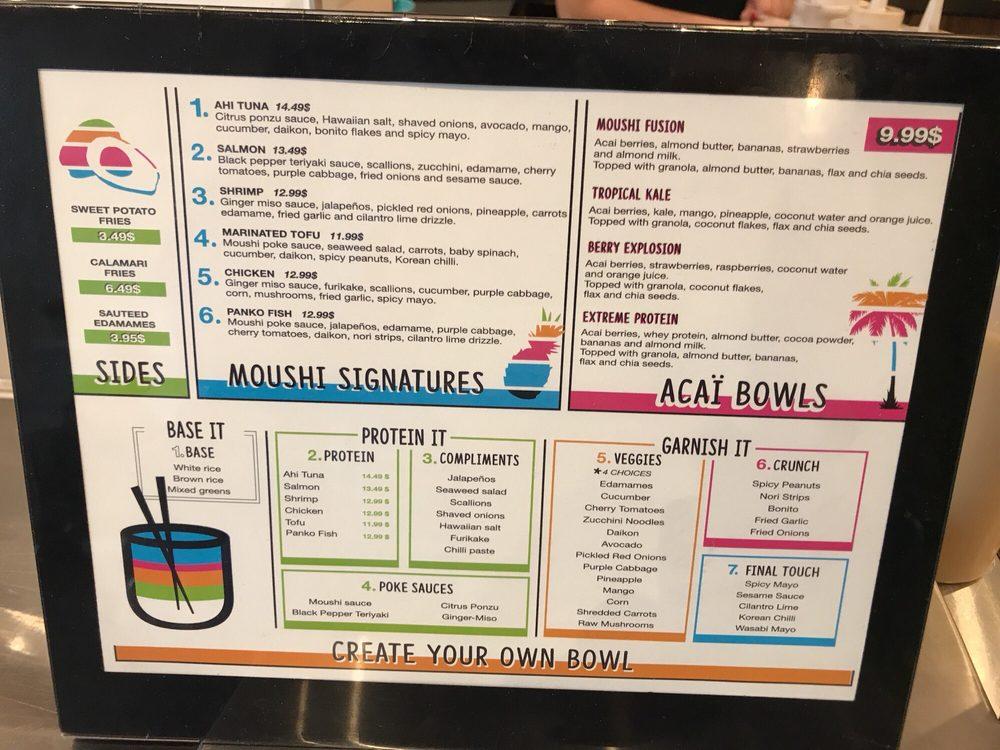 Menu at MOUSHI restaurant, Dollard-Des Ormeaux