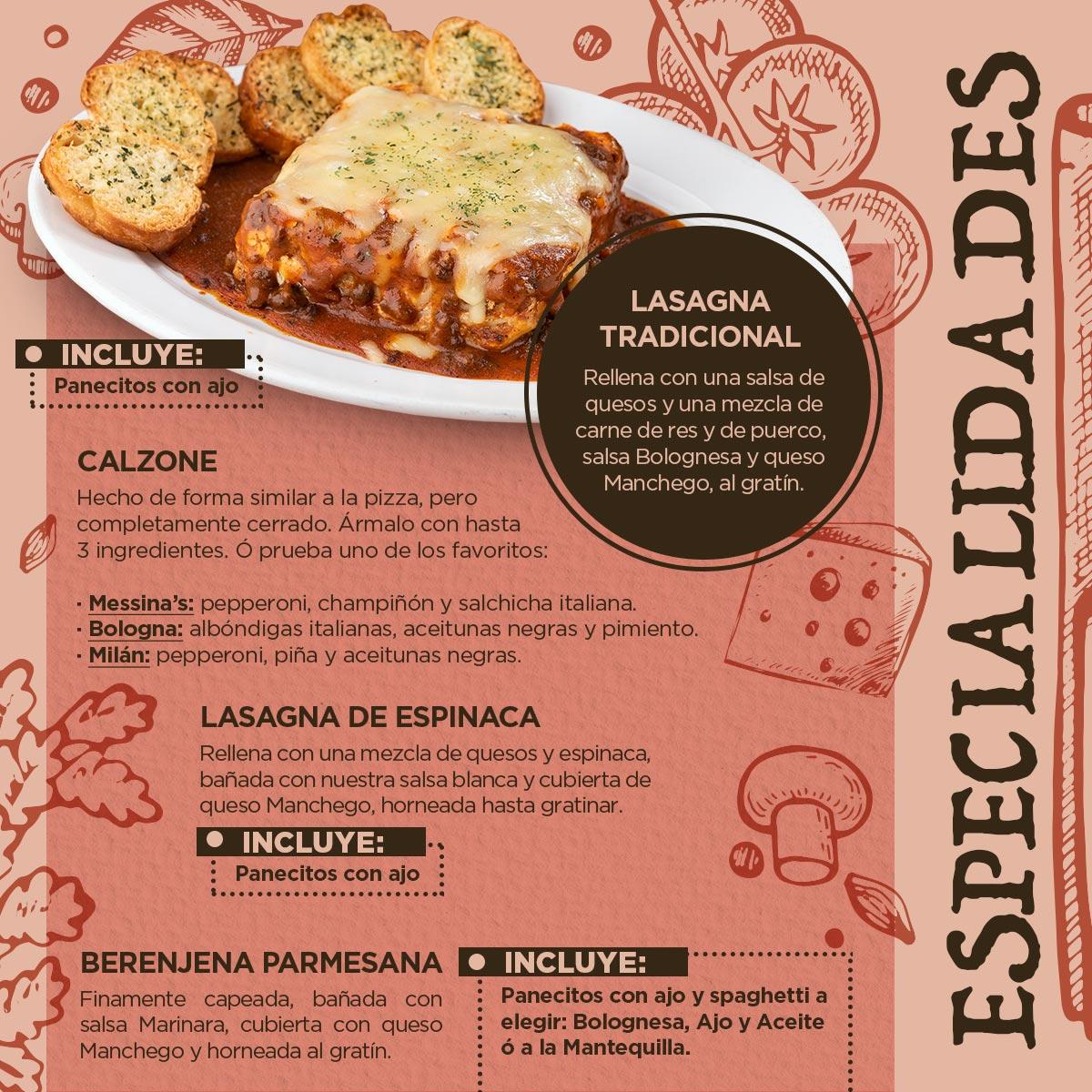 Menu at Messina's restaurant, Campeche, Av. Francisco I. Madero 52