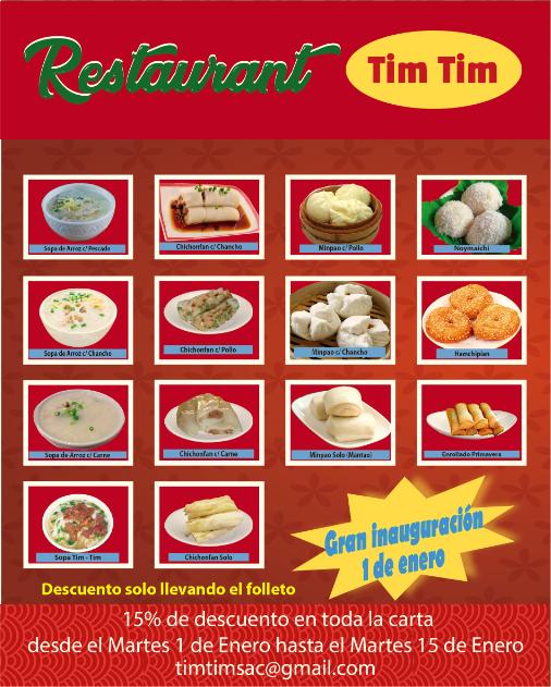 Carta de Restaurant Tim - Tim, Pueblo Libre