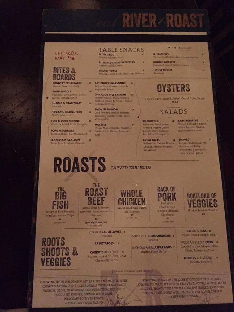 Menu at River Roast pub & bar, Chicago, 315 N La Salle St