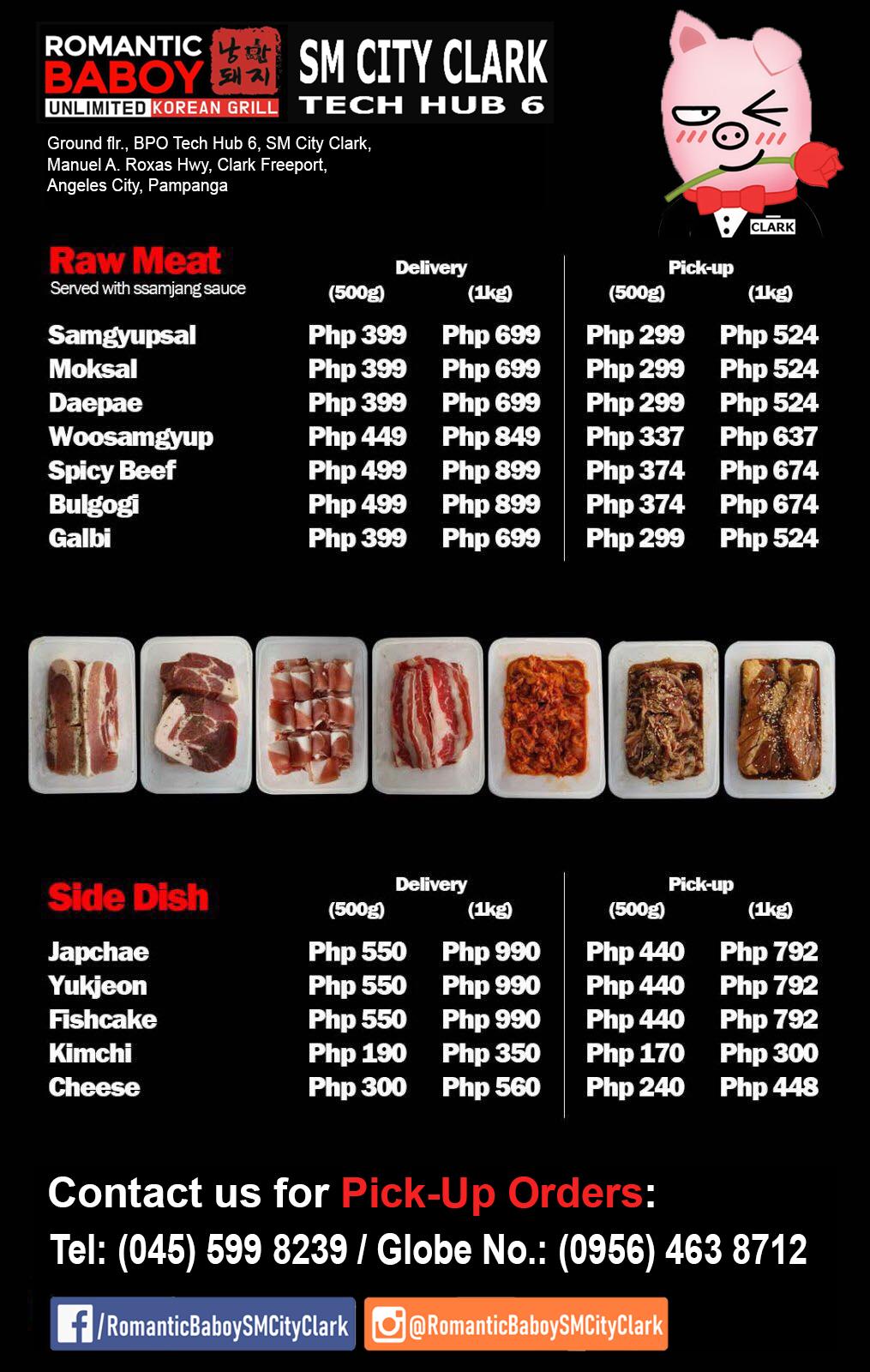 Carta del restaurante Romantic Baboy SM City Clark, Angeles, Parking For SM
