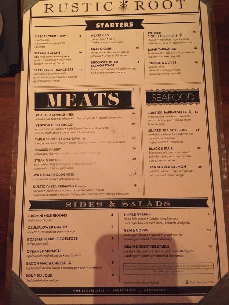 Menu at Rustic Root pub & bar, San Diego